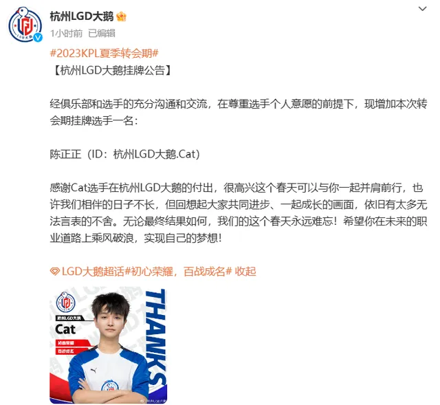 2023KPL夏季轉會期真炸裂，清清、不然、CAT多人掛牌！ – 遊戲内參